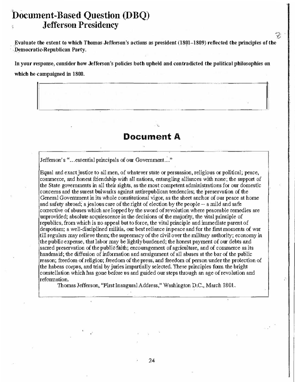 DBQ 2025: Evaluating Jefferson's Presidency and Political Principles ...