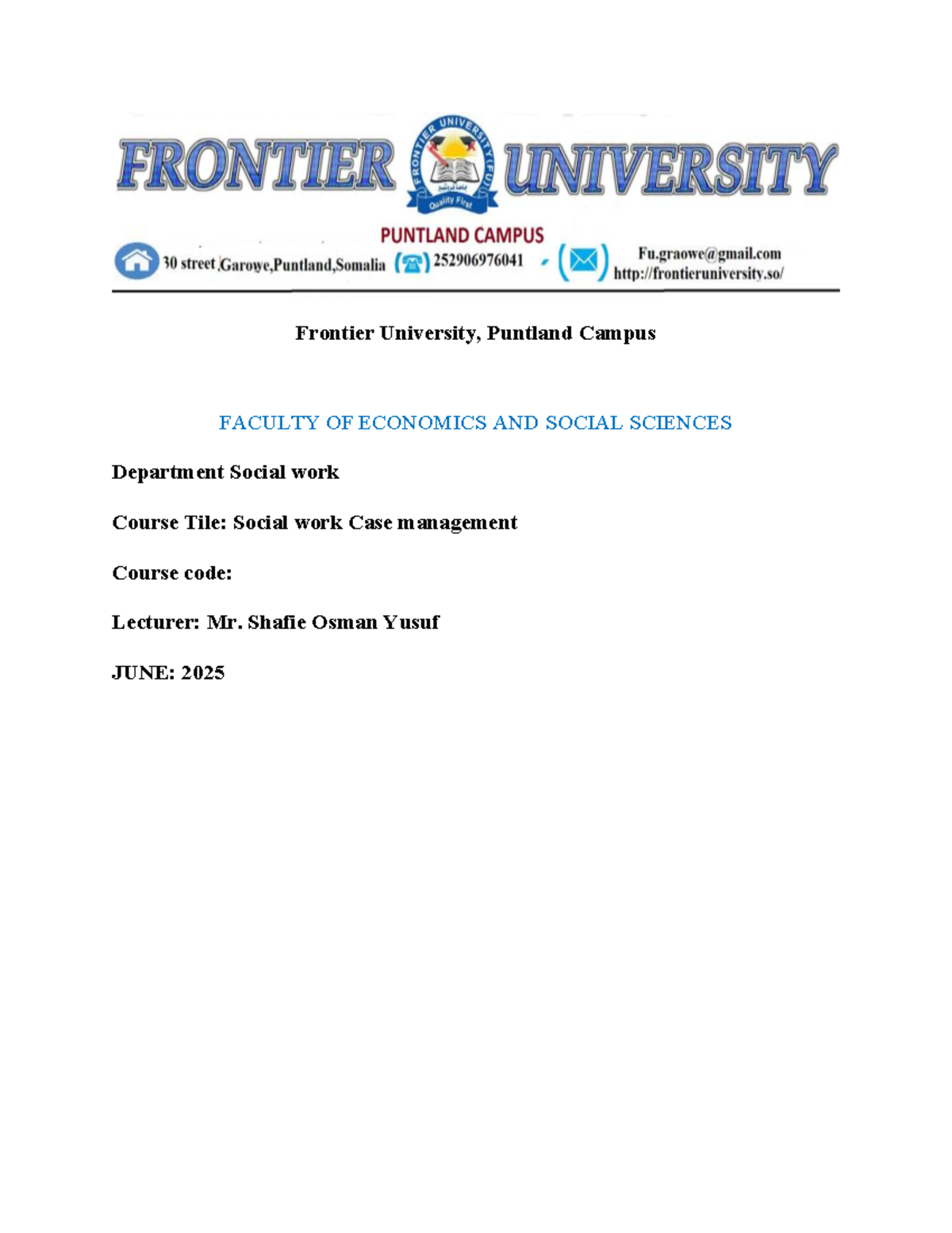 Social Work Case Management: Course Outline & Key Concepts (SWCM 2025 ...