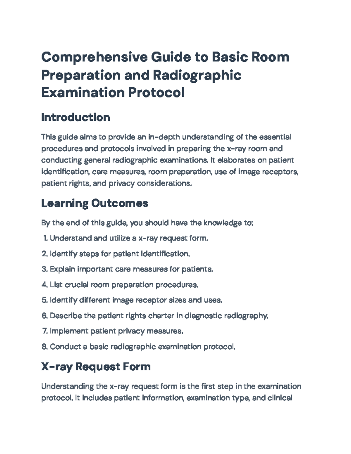 X-Ray Room Prep & Exam Protocols: A Comprehensive Guide (RAD 101) - Studocu