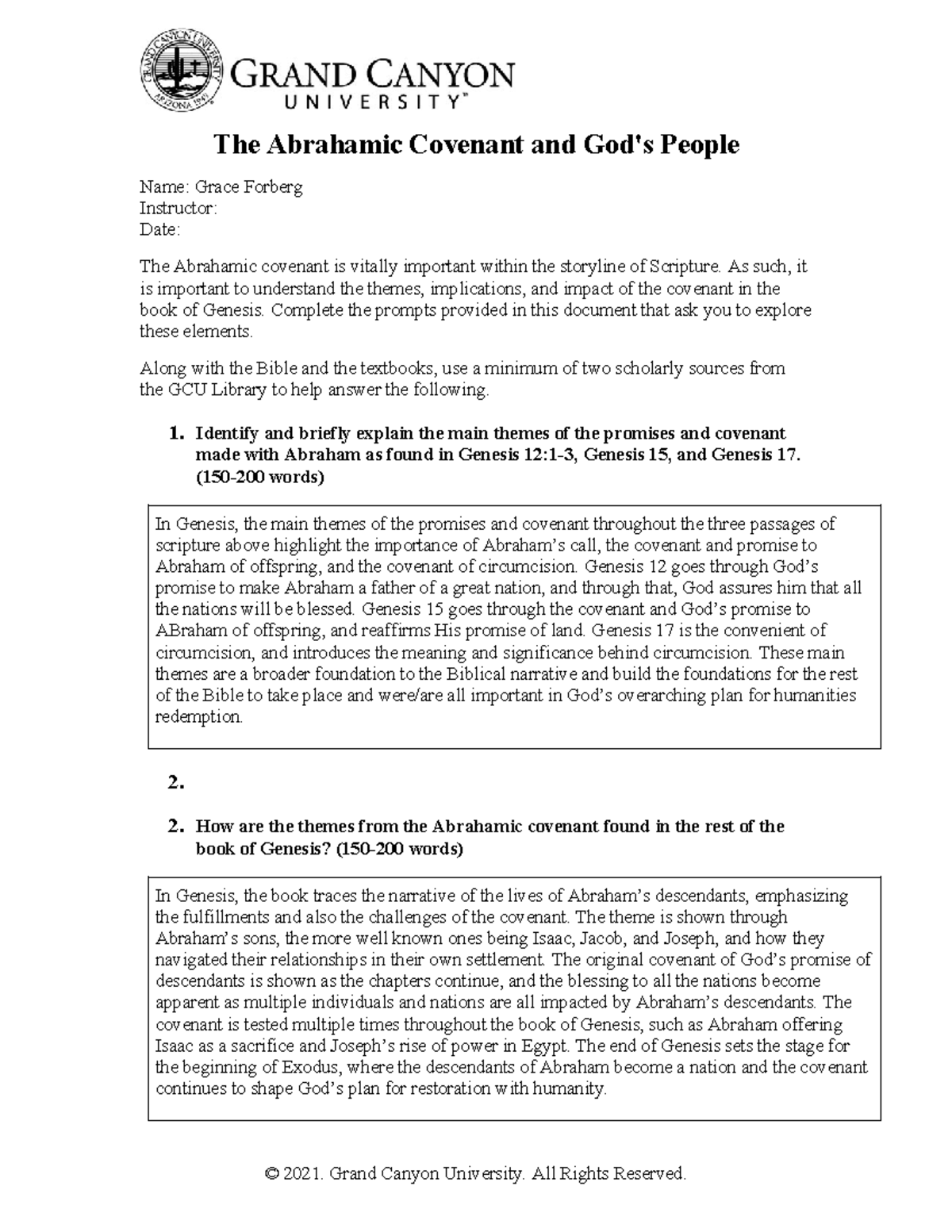 Abrahamic Covenant: Themes and Impact in Genesis (BIBL 101) - Studocu