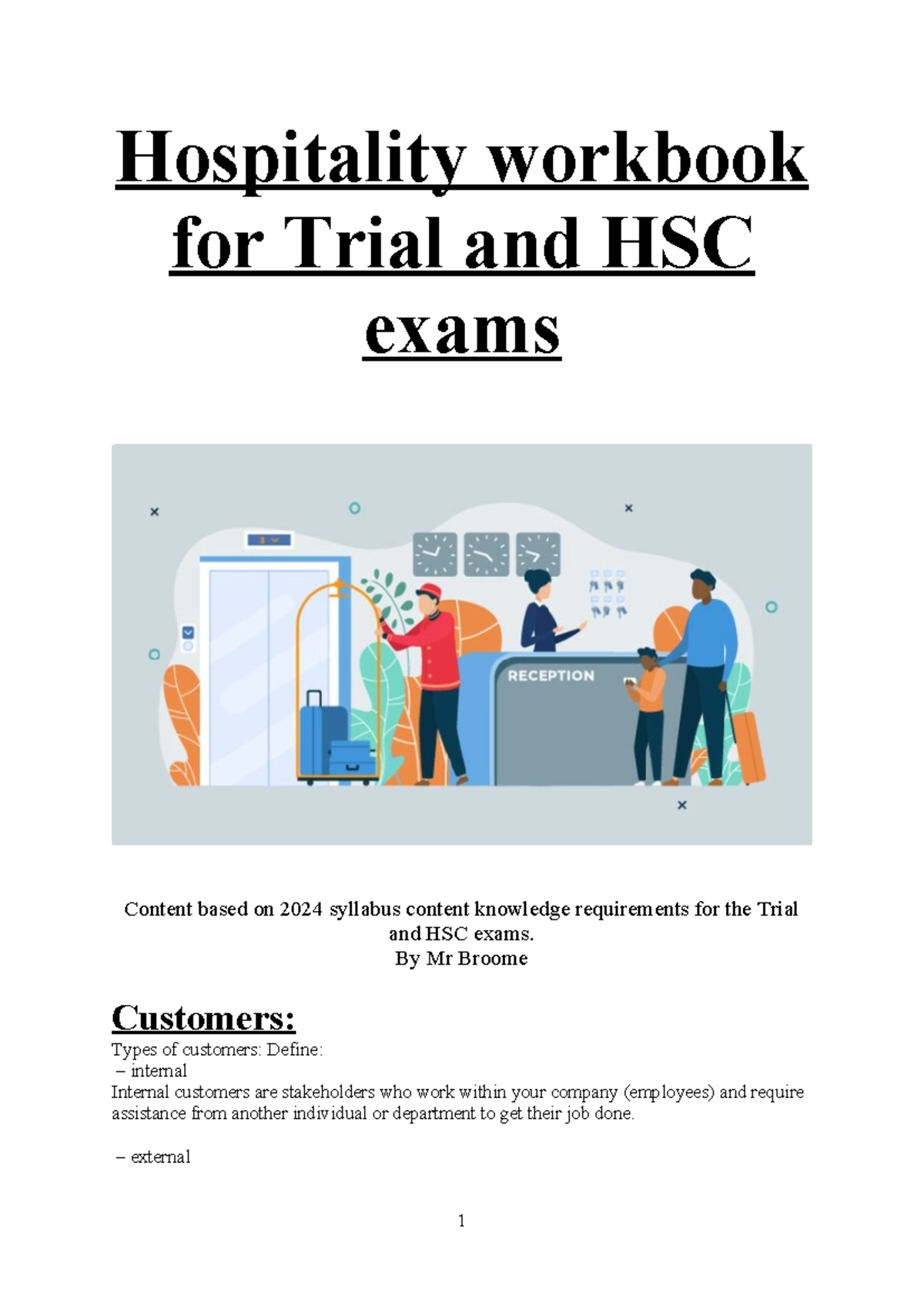 Hospo HSC Workbook: Customer Service Insights for Trial & HSC Exams ...