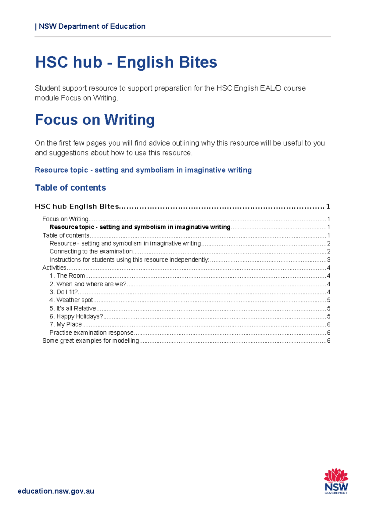 Eald writing activities - | NSW Department of Education HSC hub ...