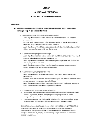 Auditing I - EKSI4308 - Studocu