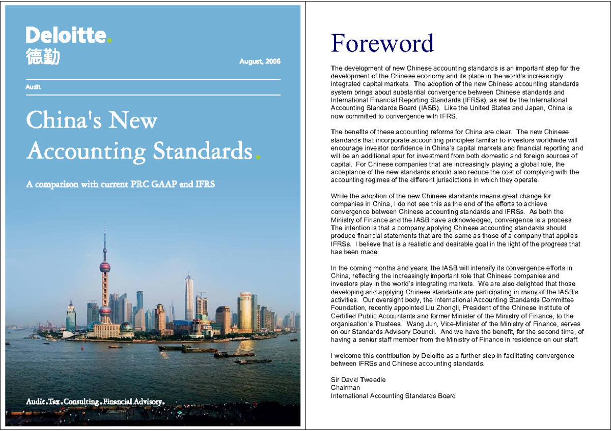 China Accounting Standards: Analysis of ASBE vs IFRS Changes - Studocu