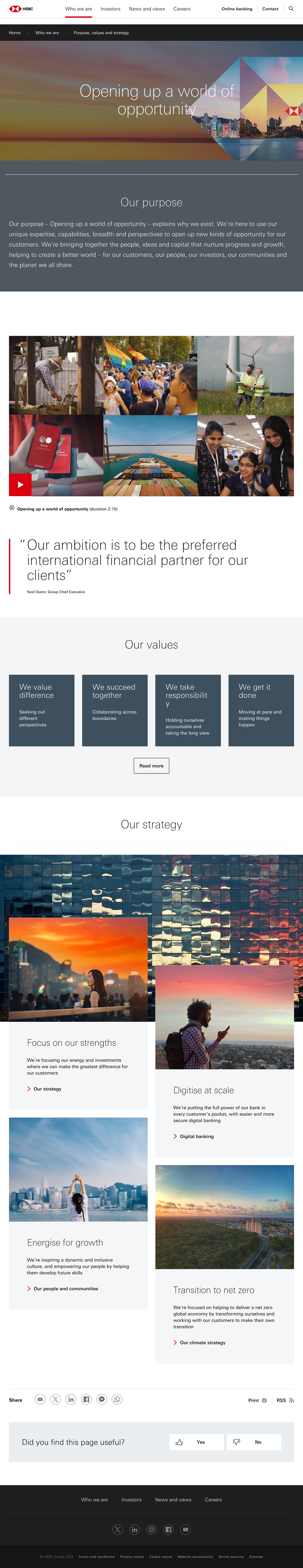 Purpose, values and strategy HSBC Holdings plc - Skip to: Primary ...