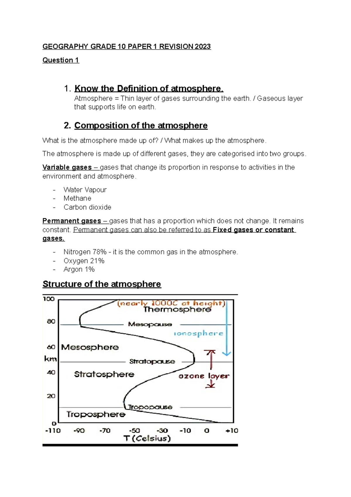 Geography Grade 10 Paper 1 Revision Notes for 2023 Exam - Studocu