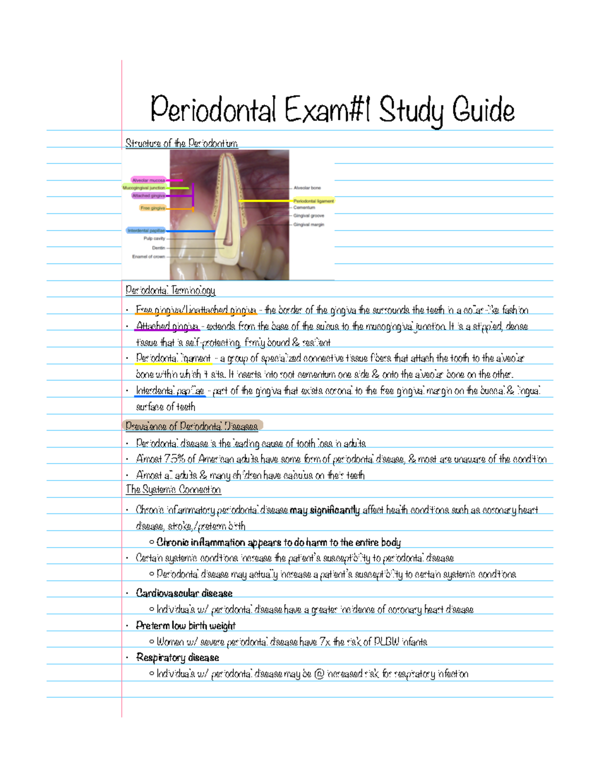 Perio Exam#1 SG - Periodontal Exam#1 Study Guide Structure of the ...