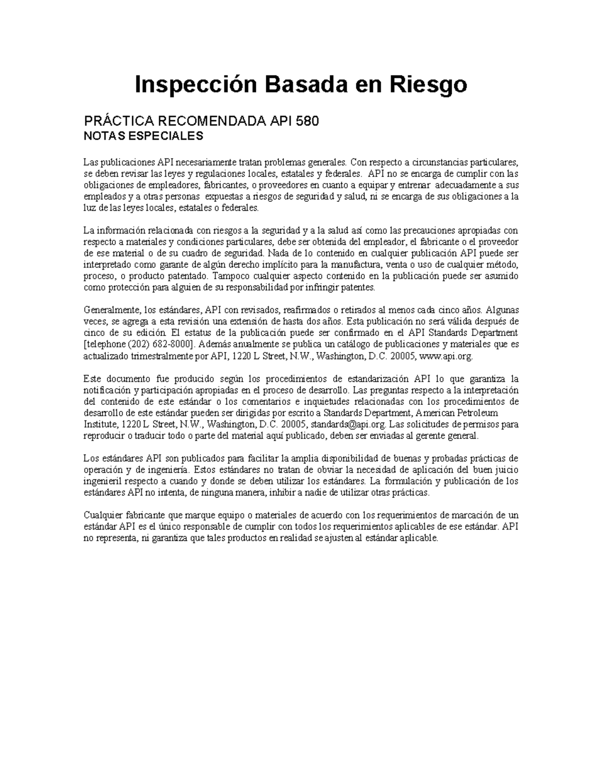 API RP 580 - Guía de Inspección Basada en Riesgo en la Industria ...