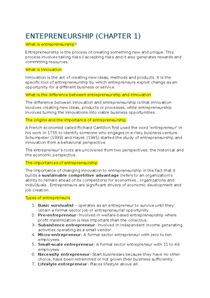 Overview of Entrepreneurship: Definitions, Types & Trends in Business - Studocu
