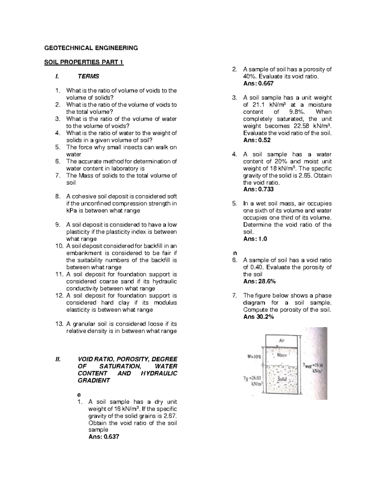 GEOTECH 101: Soil Properties Study Guide - Reference Notes - Studocu
