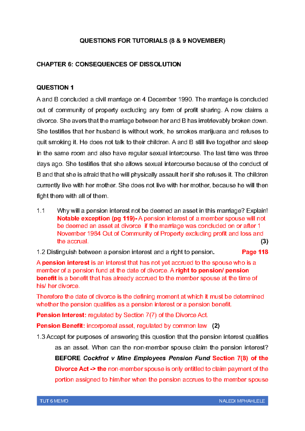 Chapter 6 Tutorial Memo FMR: Consequences of Dissolution Explained ...