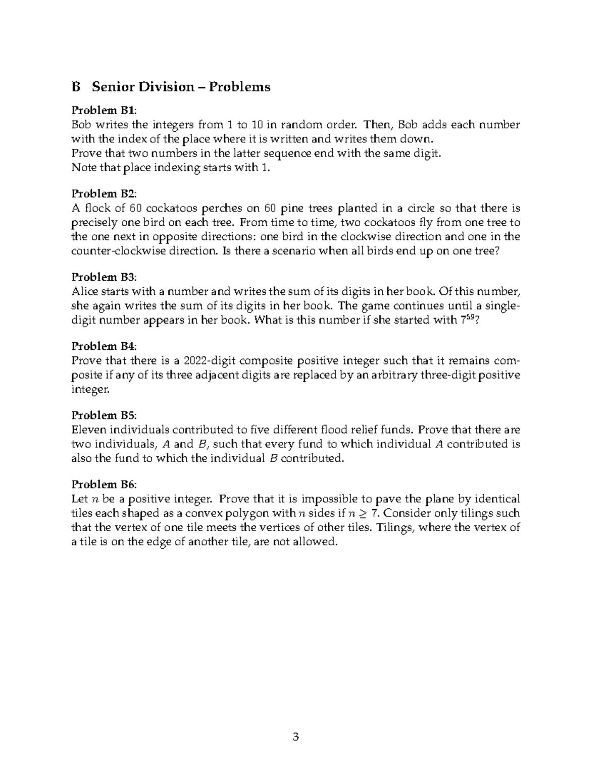 UNSW School Mathematics Competition 2022: Senior Division Problems ...