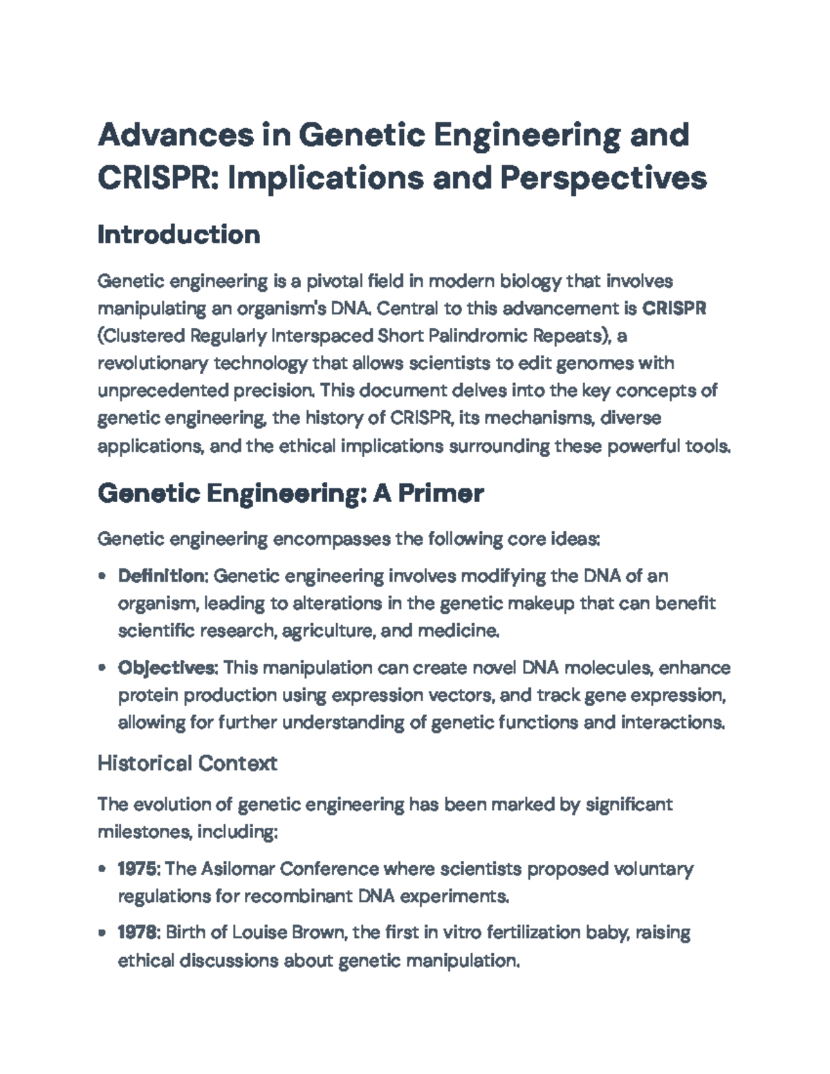 Advances in Genetic Engineering & CRISPR: Ethical Implications ...