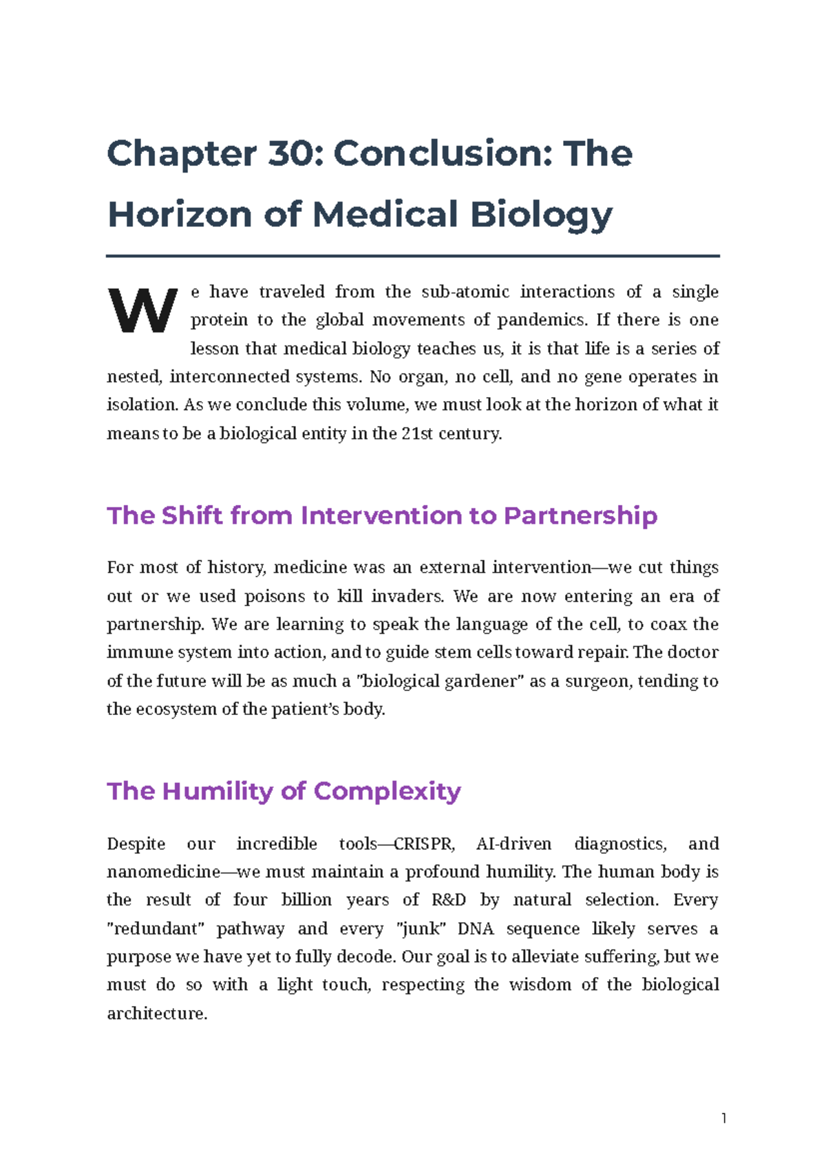 Chapter 30: Conclusion on Medical Biology's Future Insights - Studocu