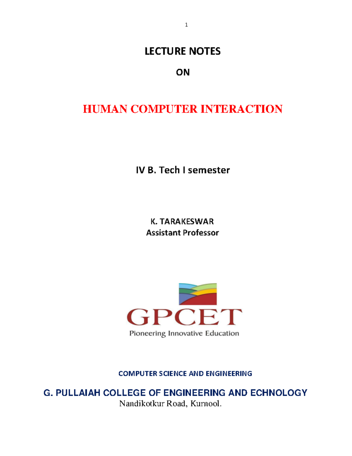HCI-Unit-1: Handwritten Notes on Human-Computer Interaction - Studocu