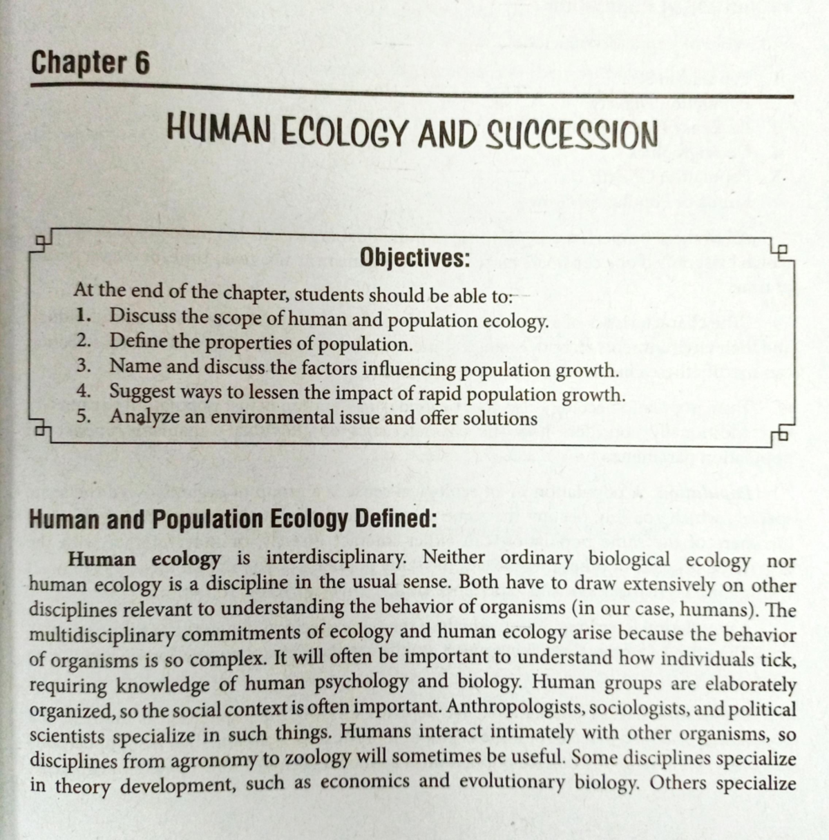 Chapter 6 Human Ecology and Succession - Bsed Mathematics - Studocu