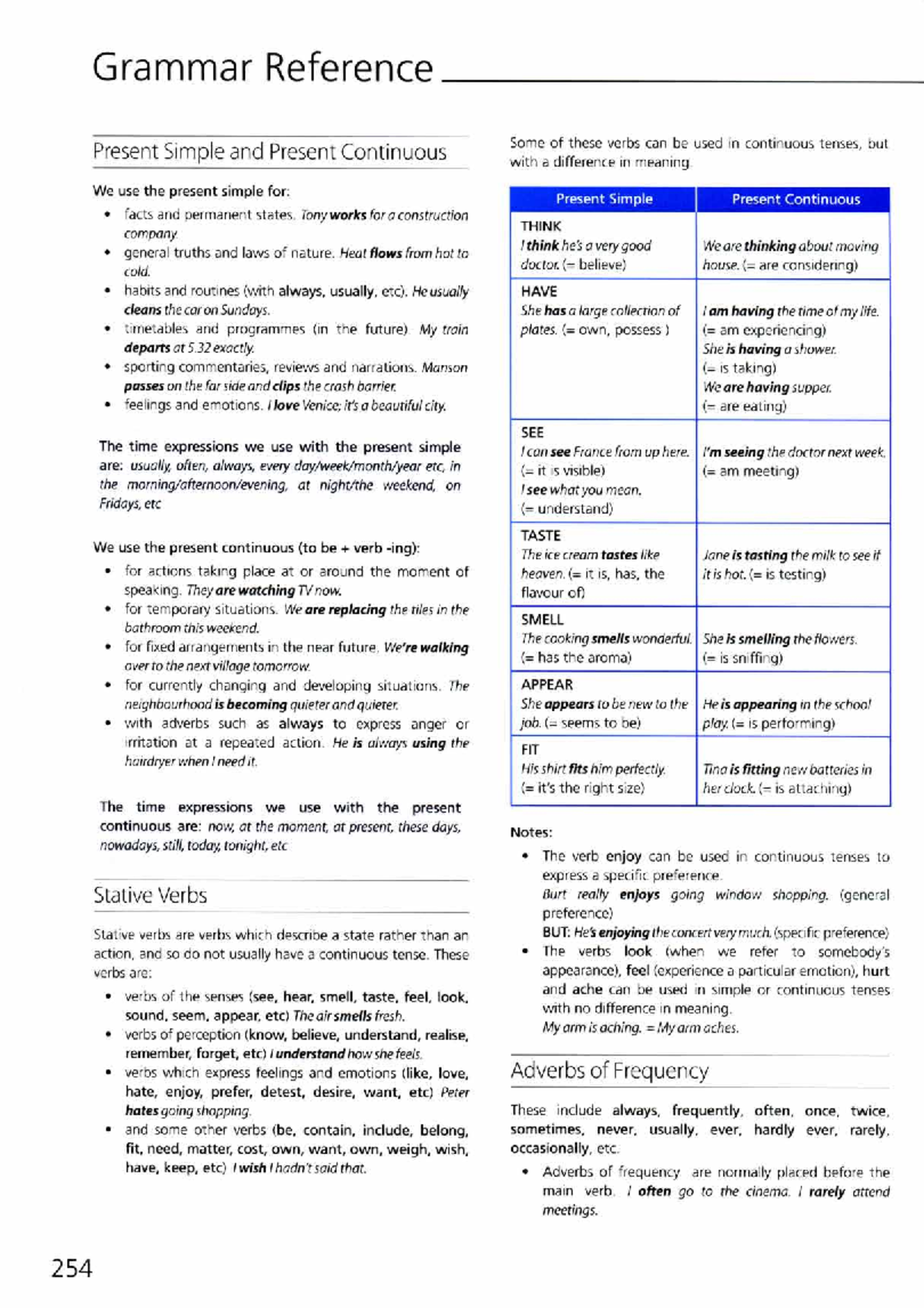 Grammar Reference: Present Simple and Present Continuous Guide (ENG101 ...