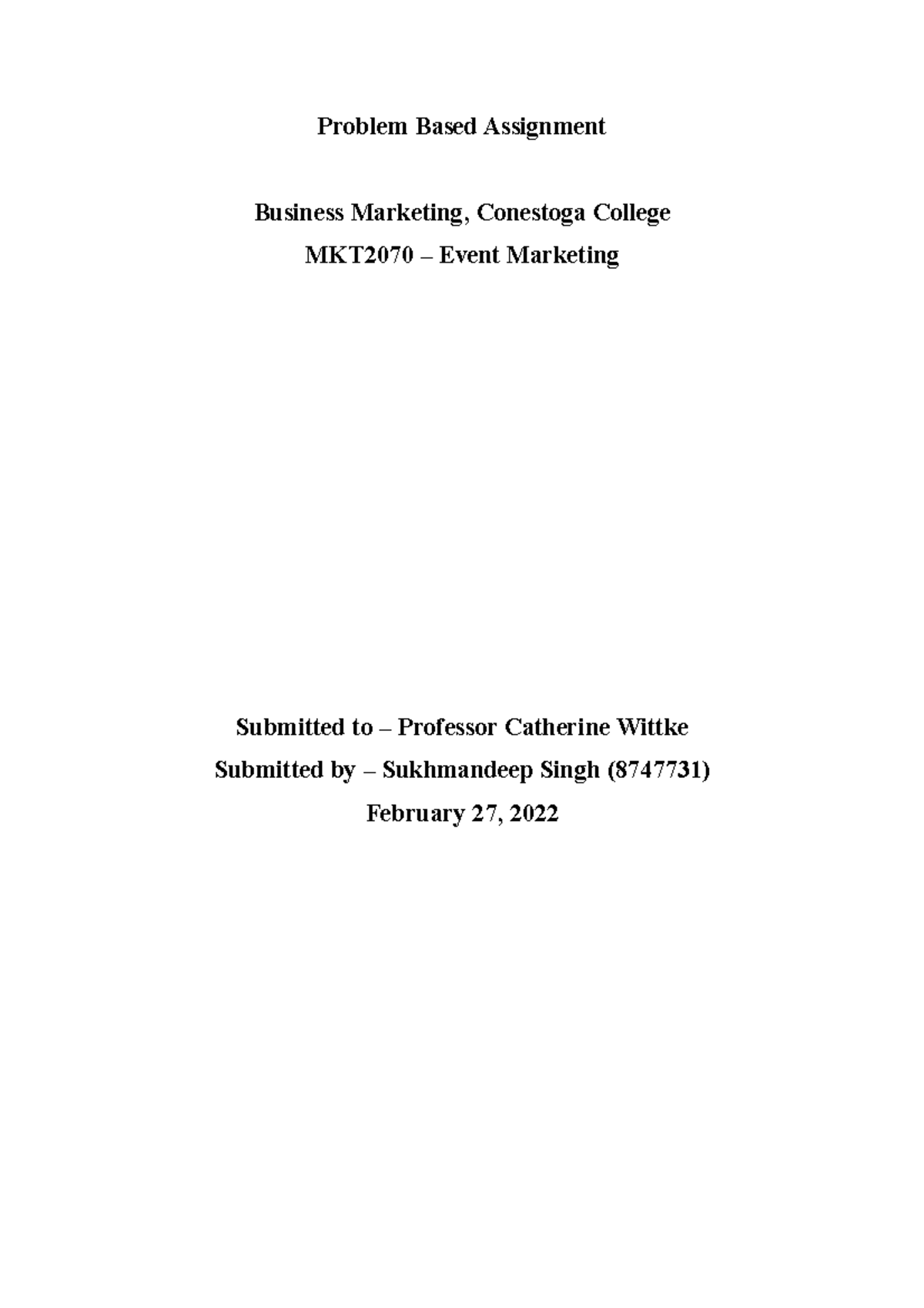 Sukhman Event File Problem Based Assignment Business Marketing 0125