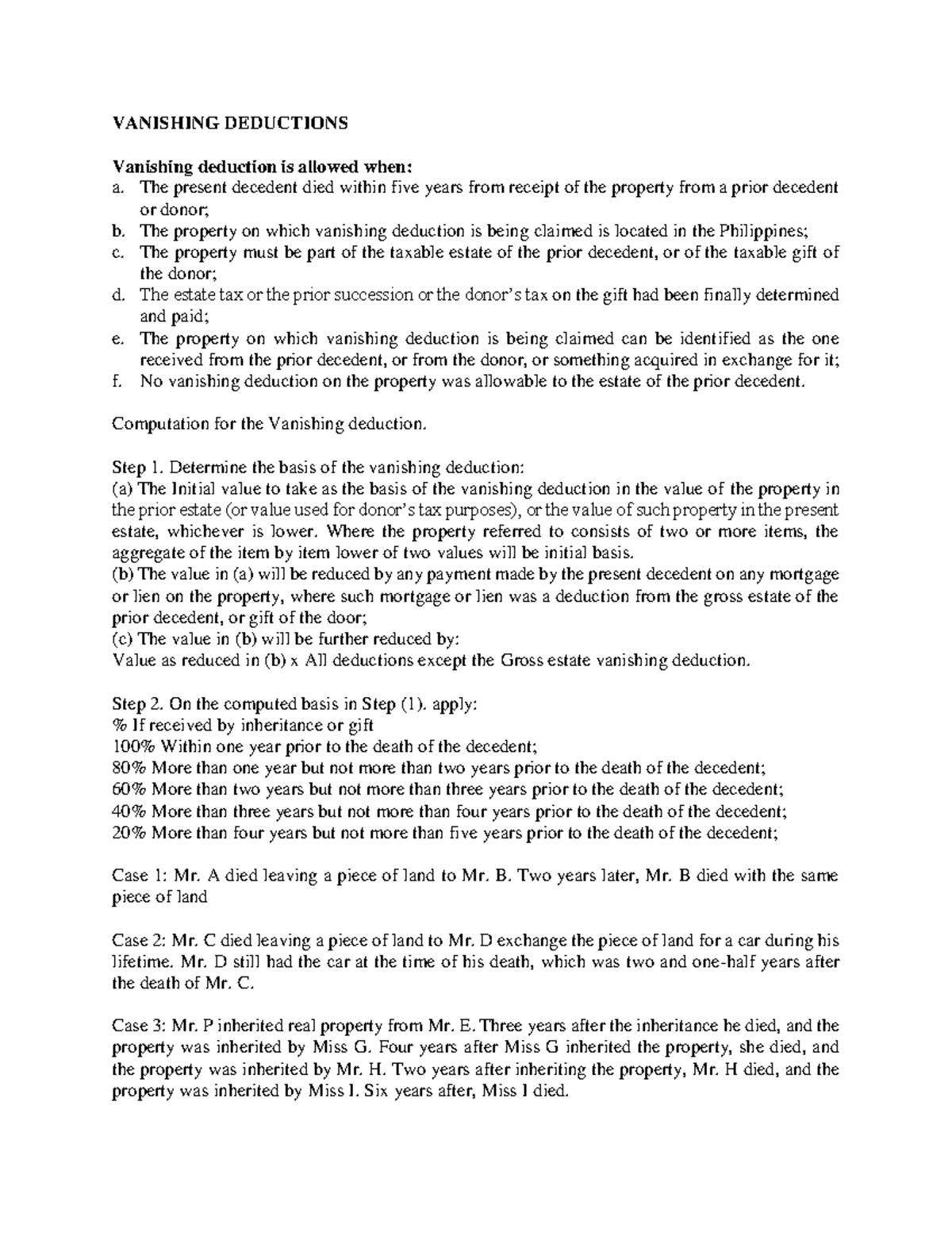 Understanding Vanishing Deductions in Estate Taxation - Studocu