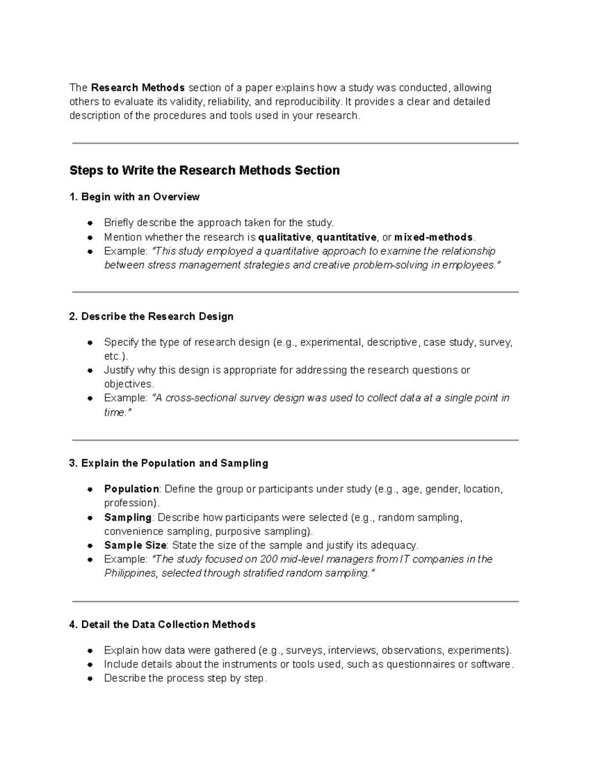 Review 5 - The Research Methods section - The Research Methods section ...