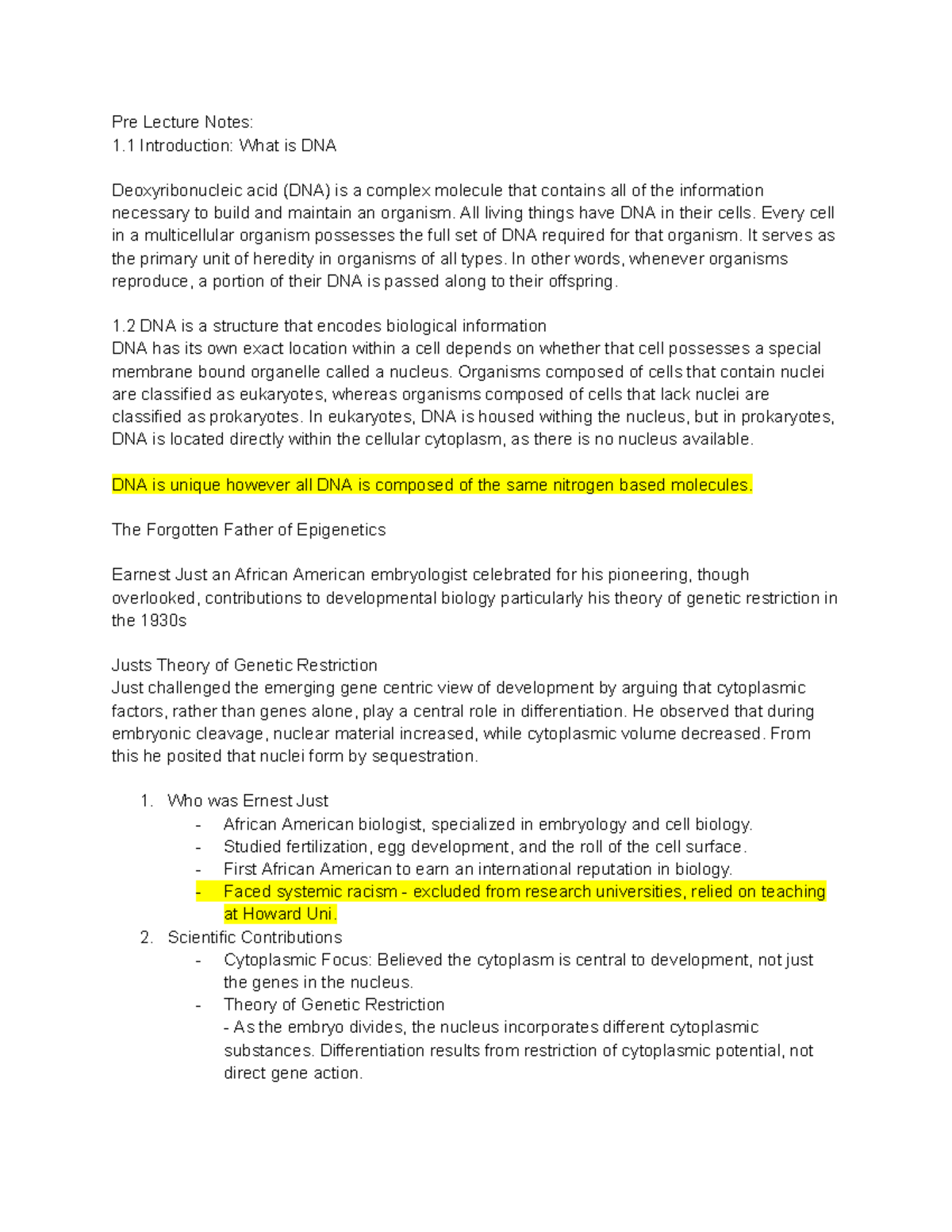 Anthropology 101: Pre Lecture Notes on DNA and Gene Expression - Studocu