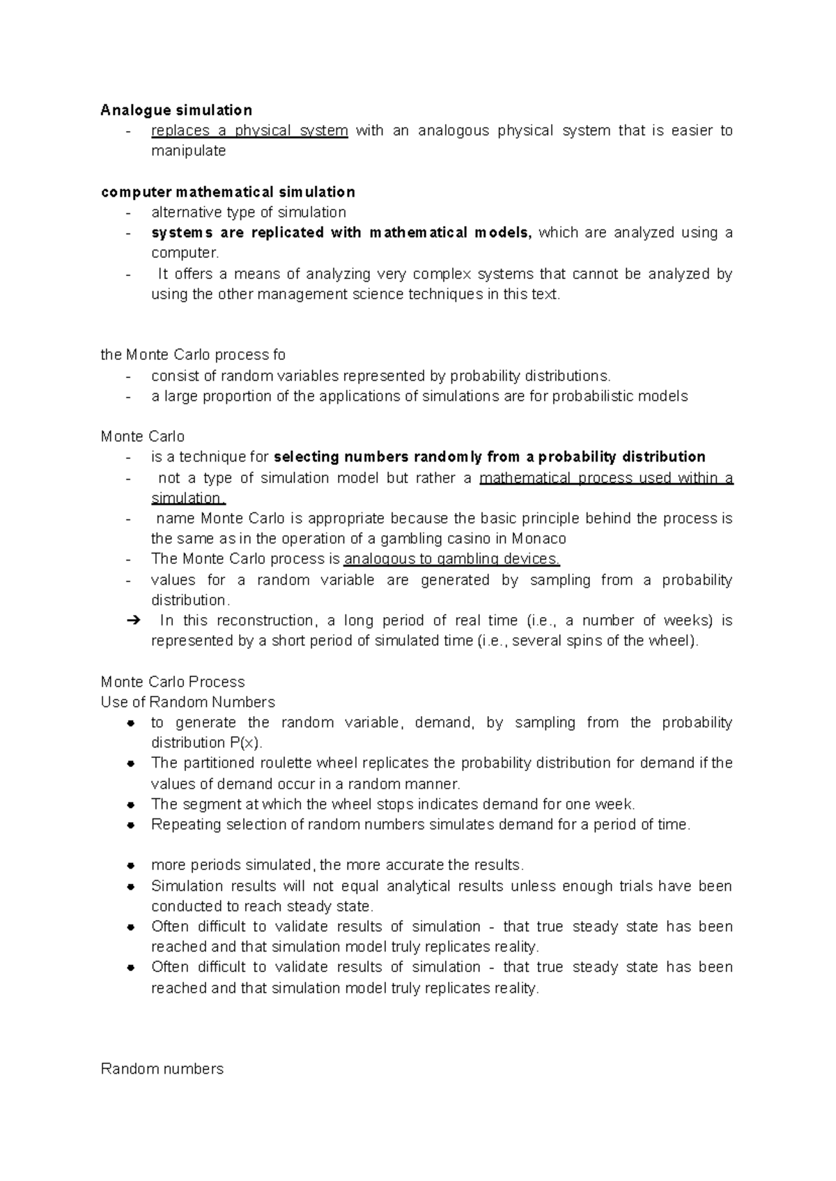 Mansci - Monte Carlo Simulation Techniques and Applications - Studocu