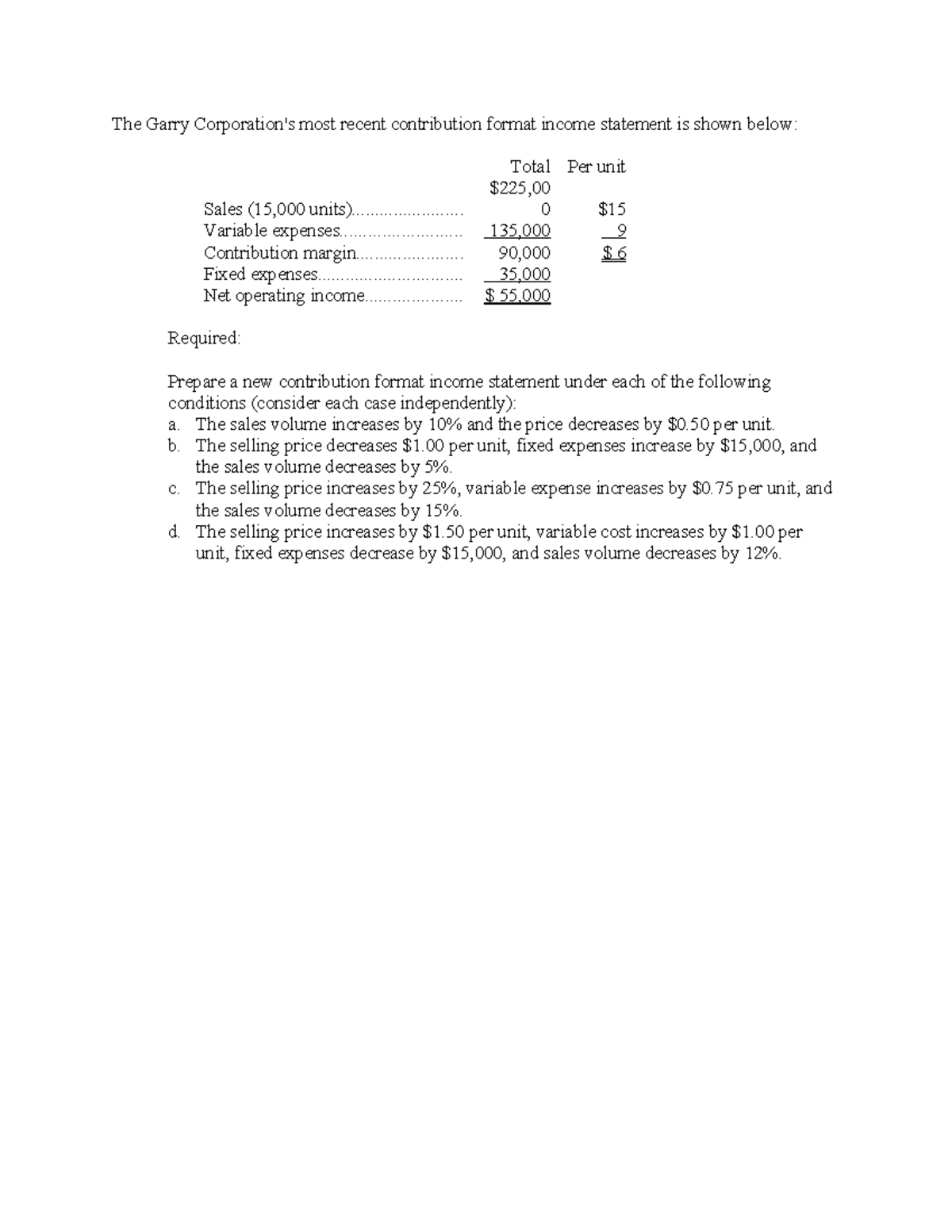 Seatwork #F1 - Contribution Format Income Statement Analysis - Studocu