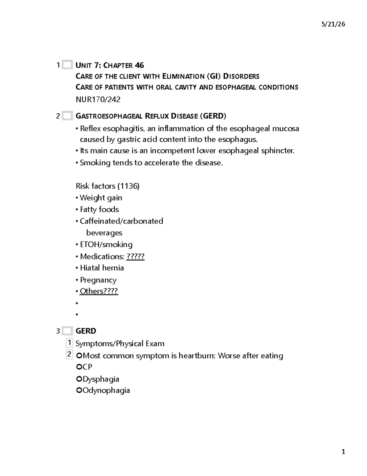 NUR170/242: Chapter 46 - Care of Clients with GI Disorders - Studocu