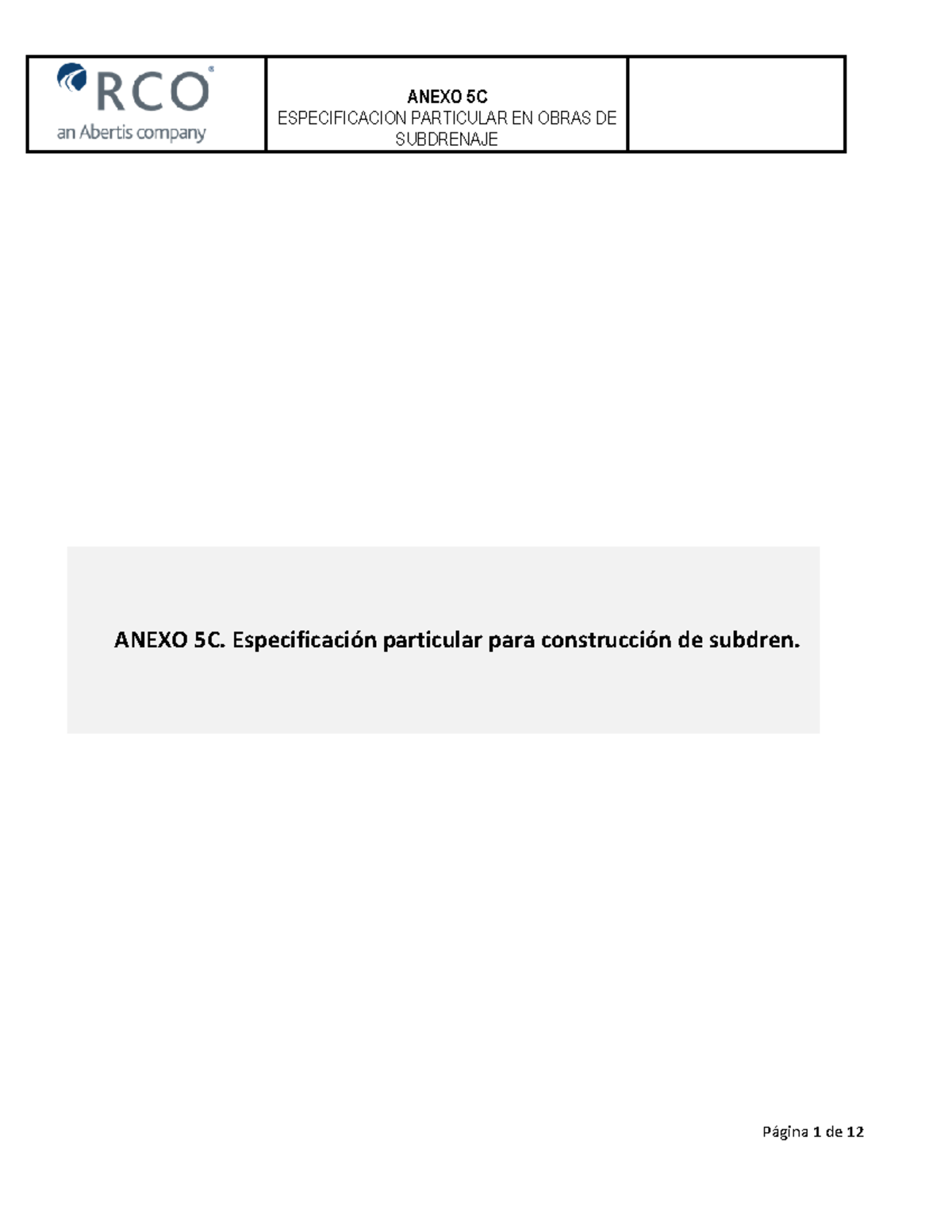 RCO DT EP Sdren 21 - Especificaciones Técnicas para Subdrenaje - Studocu