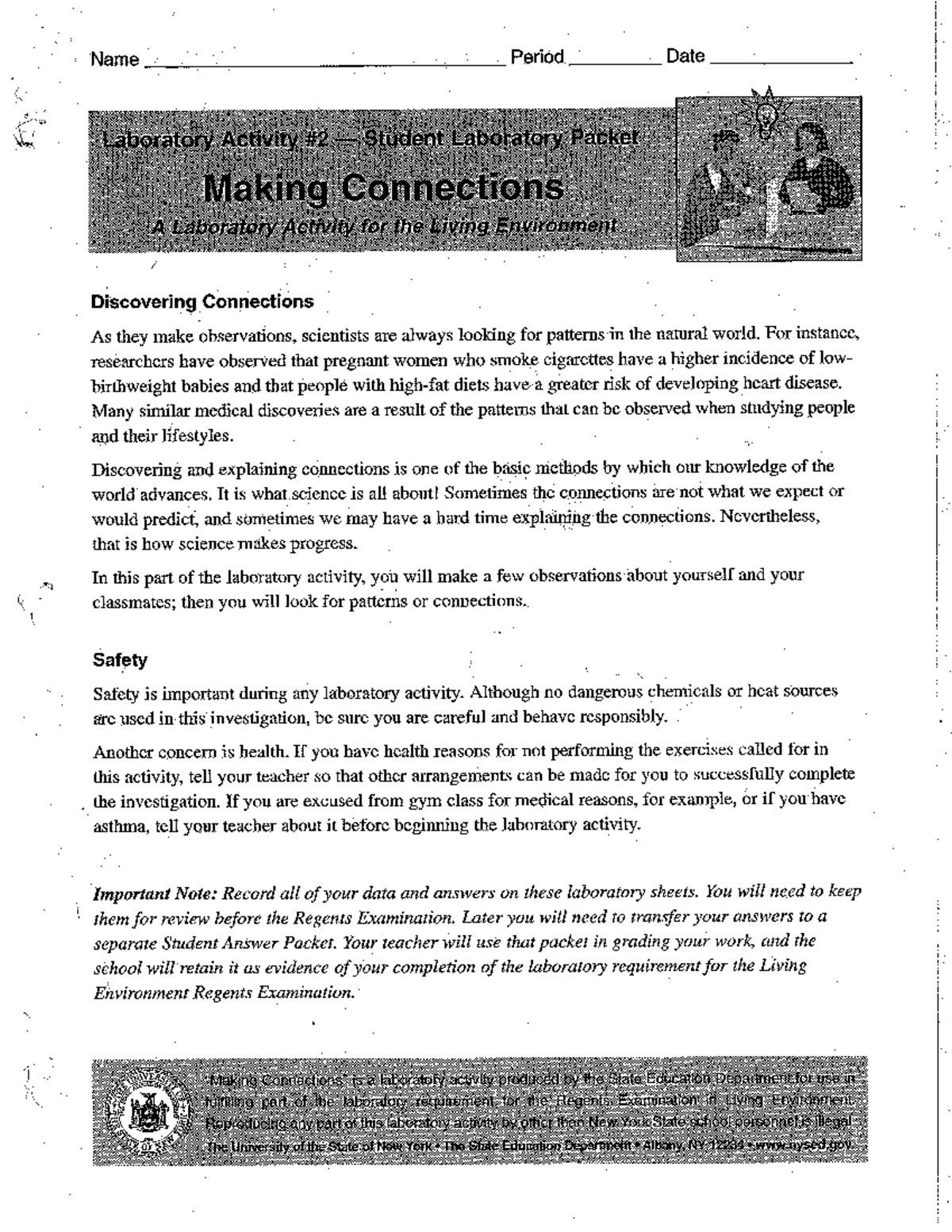 Nys making connections lab activity - Name Period Date Laboratory ...