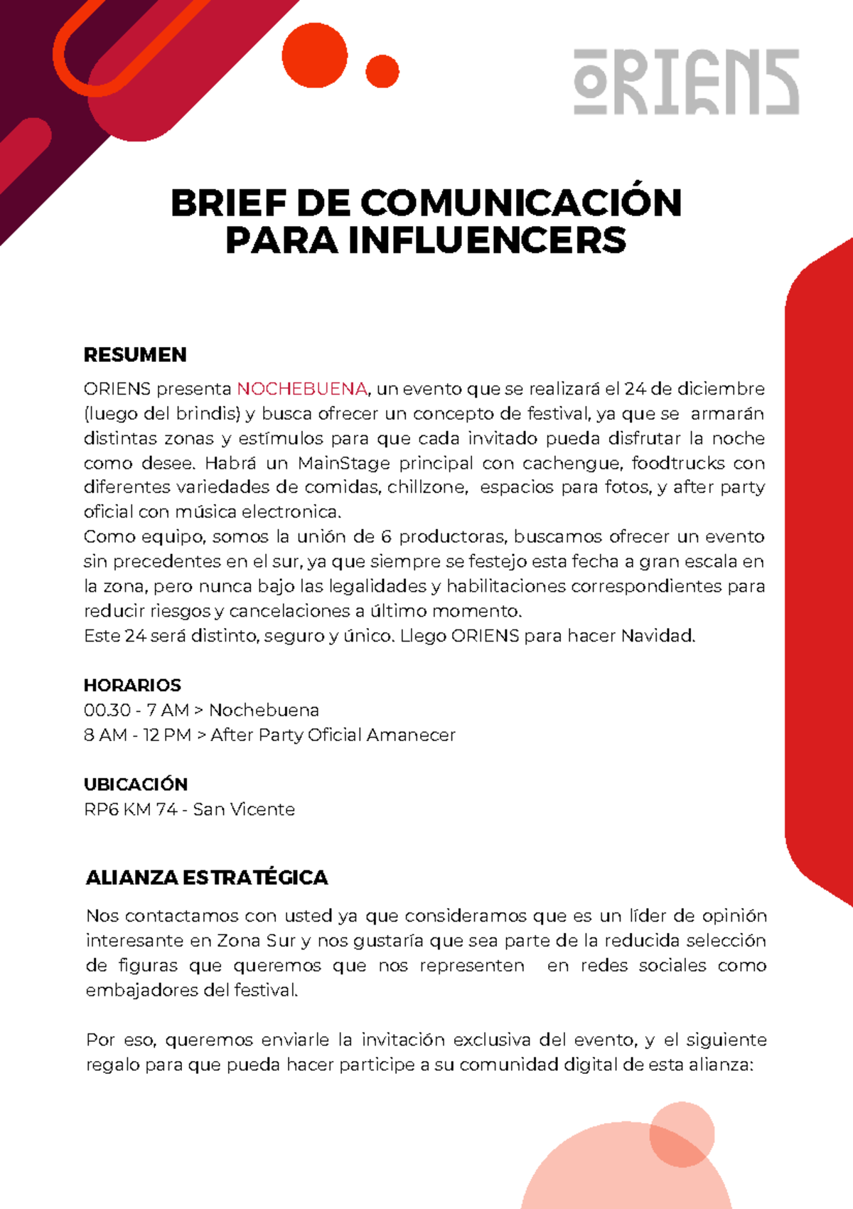 Ejemplo Brief Influencers - BRIEF DE COMUNICACIÓN PARA INFLUENCERS ...