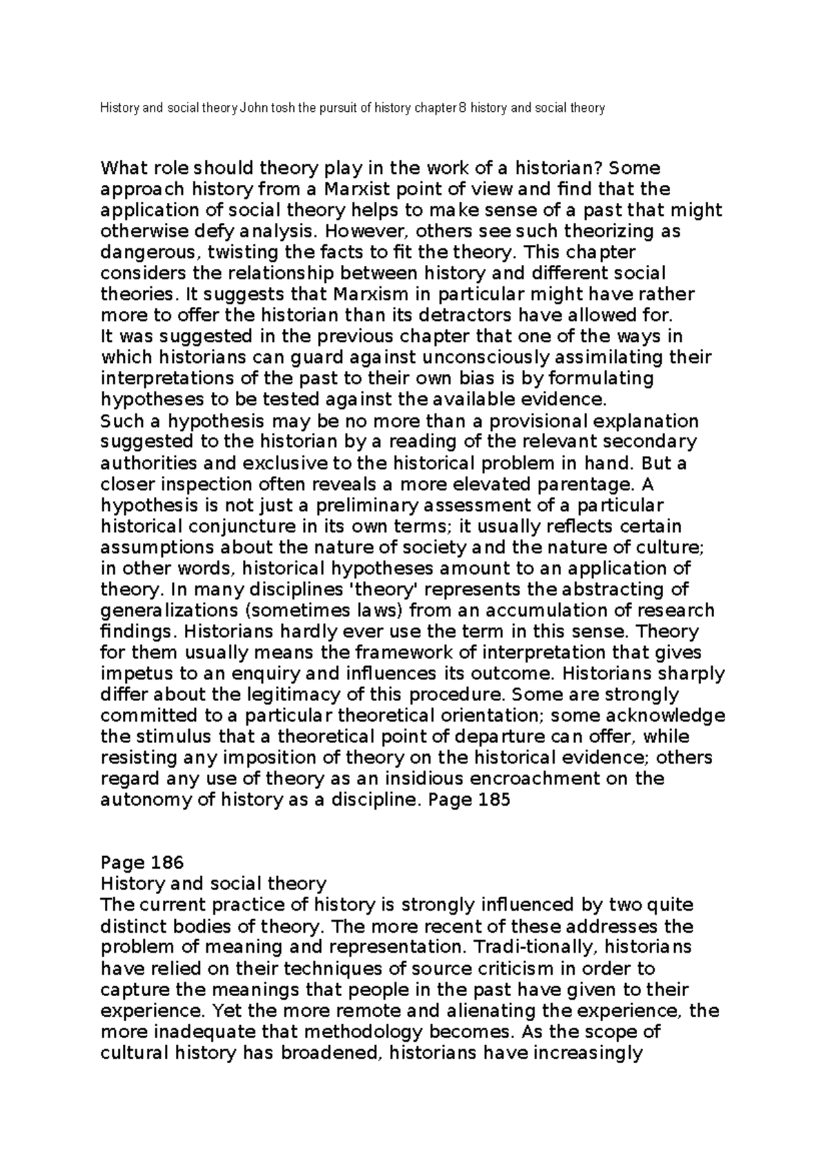 History and Social Theory: John Tosh's Insights on Marxism in ...