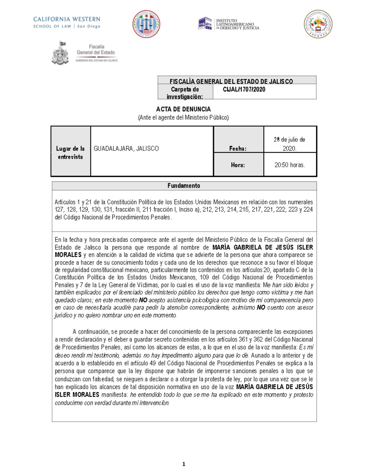 Carpeta DE Investigación - FISCALÍA GENERAL DEL ESTADO DE JALISCO ...