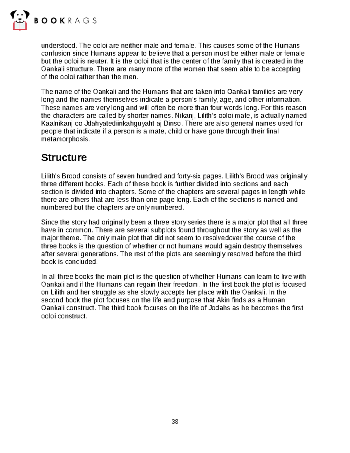 Liliths-brood-studyguide 38 - understood. The ooloi are neither male ...