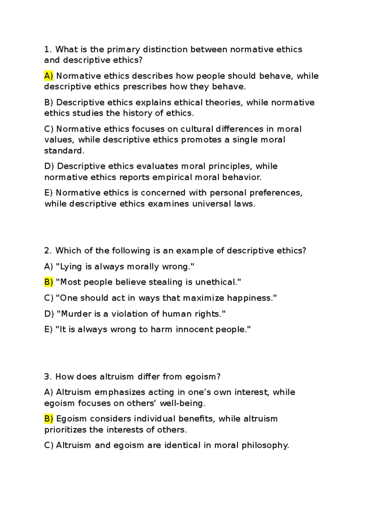 SU1.2 Class Test: Distinctions in Ethics and Moral Philosophy - Studocu