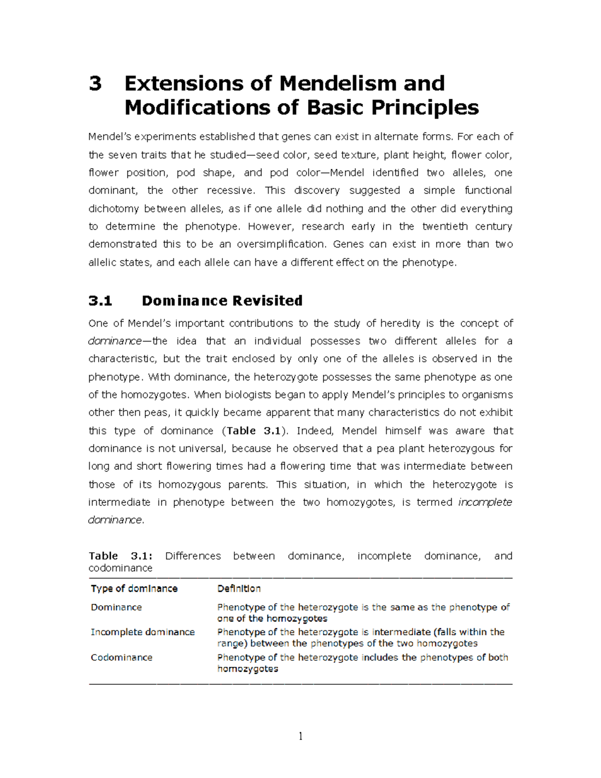 3-Extensions of Mendelism and Modifications of Basic Principles - 3 ...