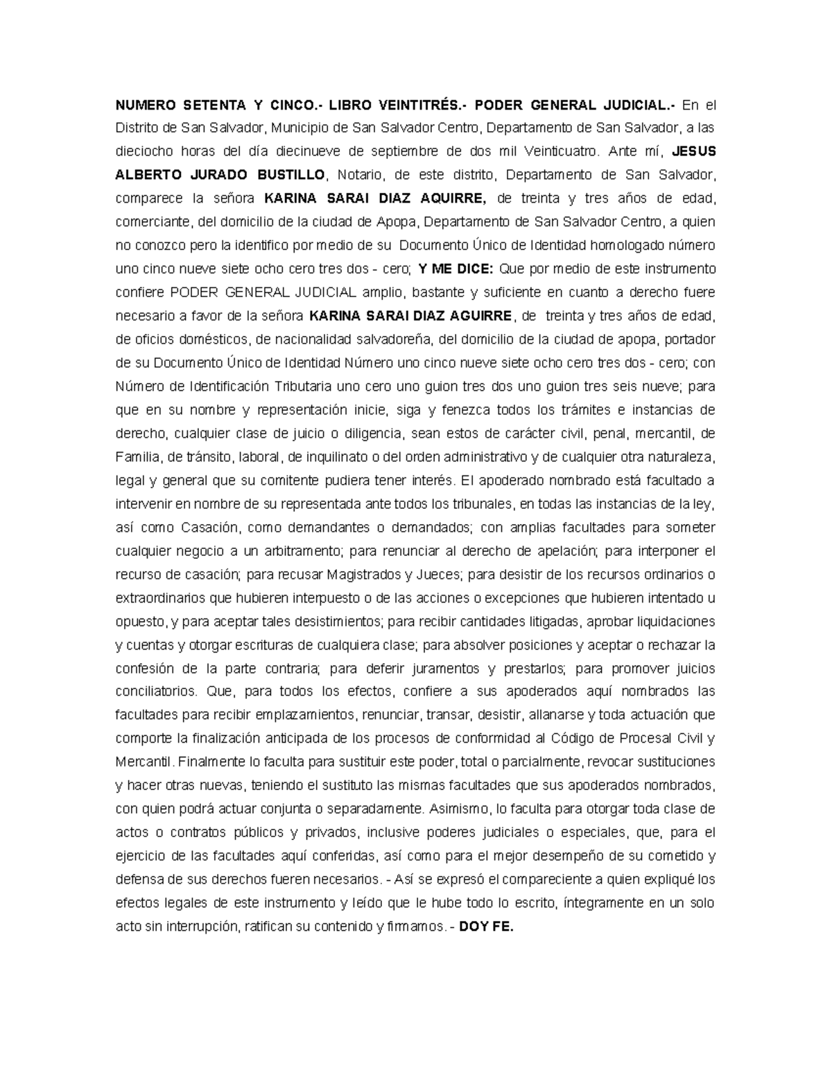 Poder General Judicial - NUMERO SETENTA Y CINCO.- LIBRO VEINTITRÉS ...