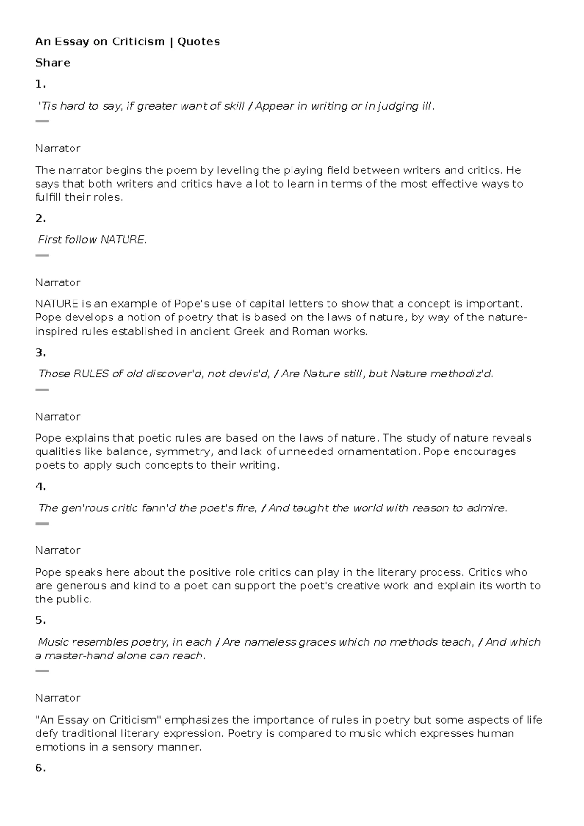 An Essay on Criticism mcqs - An Essay on Criticism | Quotes Share 1 ...