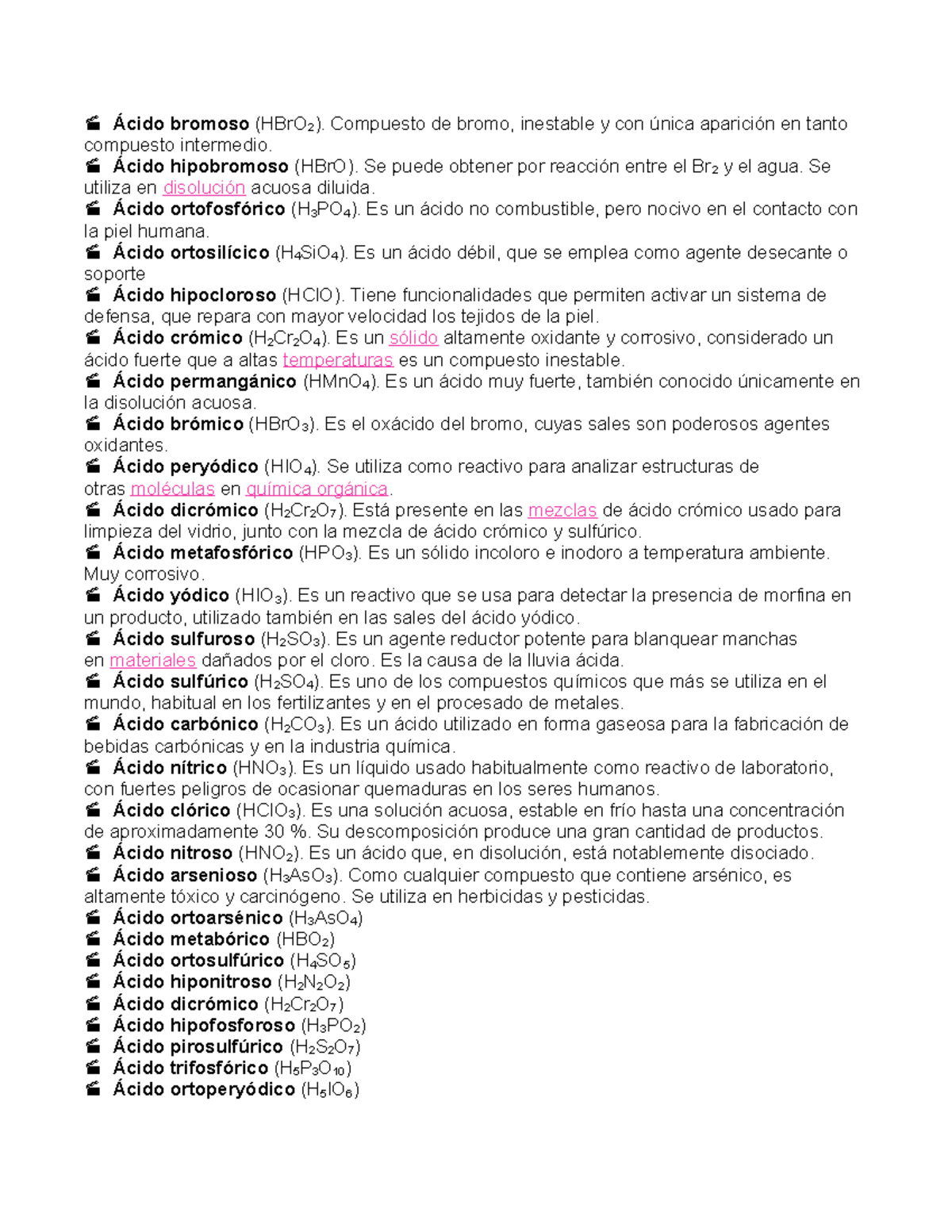 Ácidos y compuestos químicos importantes: Resumen y características ...