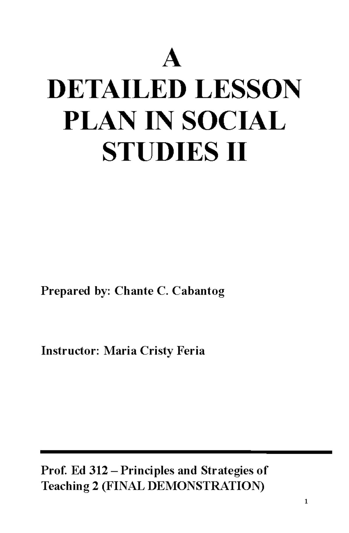 Pdfslide - Sample Lesson plan - A DETAILED LESSON PLAN IN SOCIAL ...