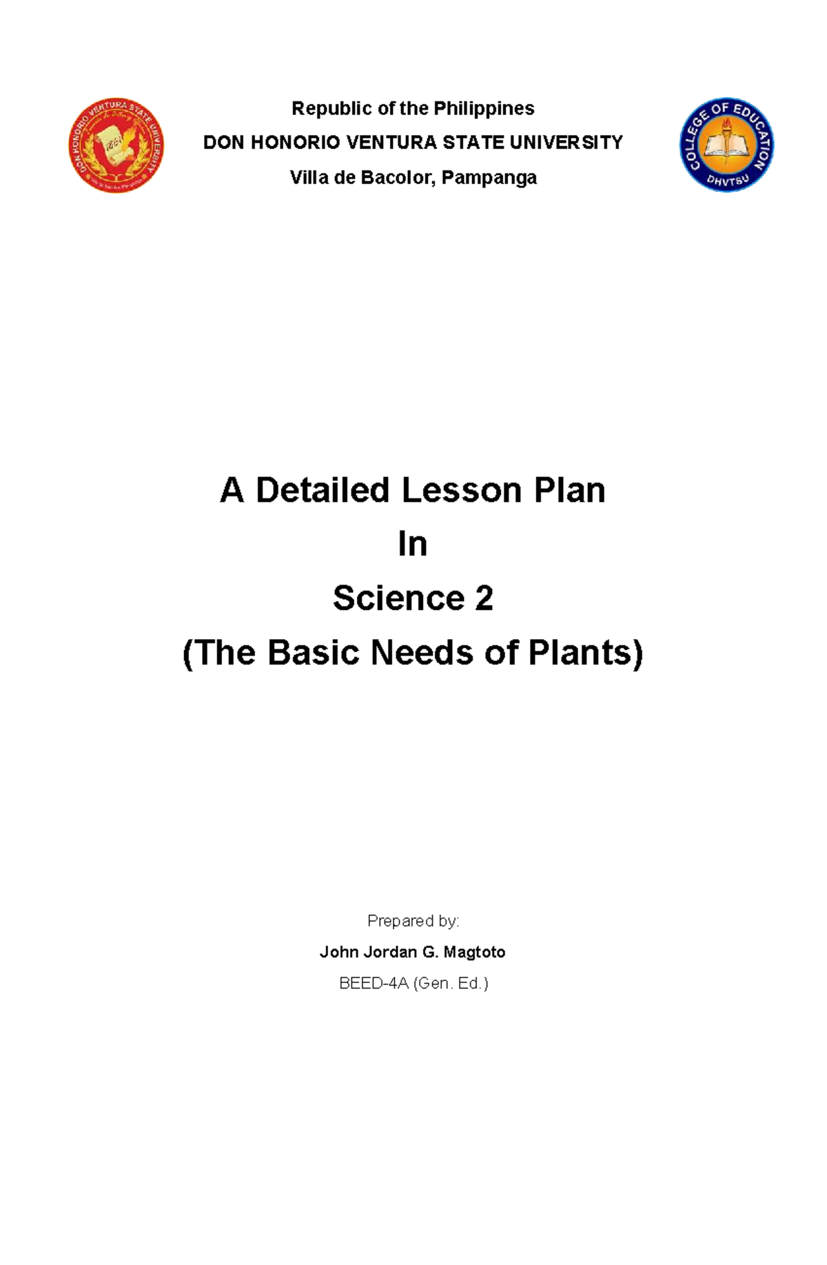Final Demo Lesson Plan - Science 2: Basic Needs of Plants - Studocu