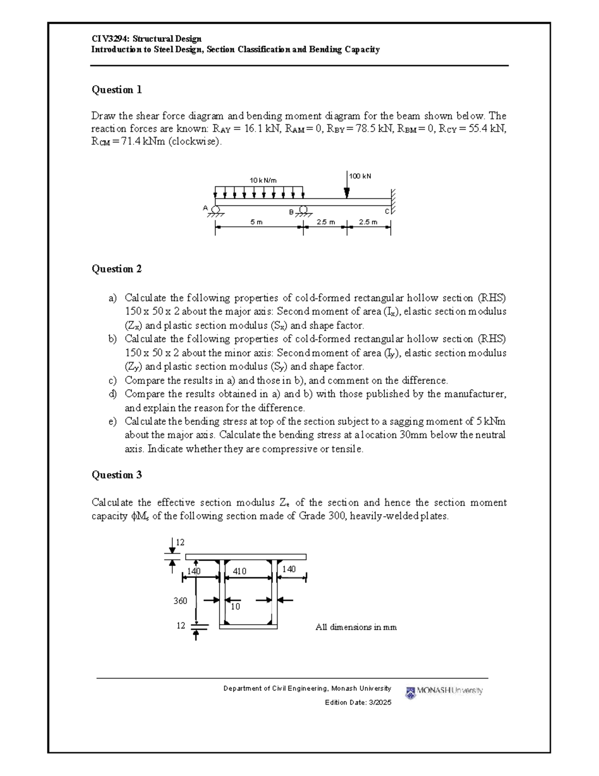 CIV3294: Structural Design - Intro to Steel Design & Bending Capacity ...