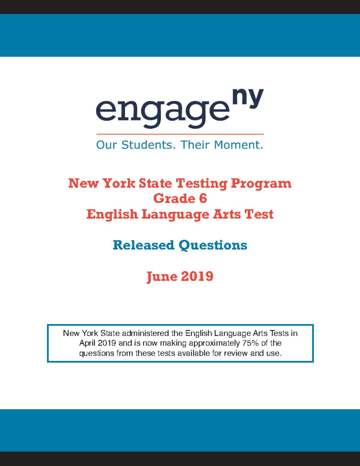 2019 NYS Grade 6 ELA Released Test Questions and Insights - Studocu
