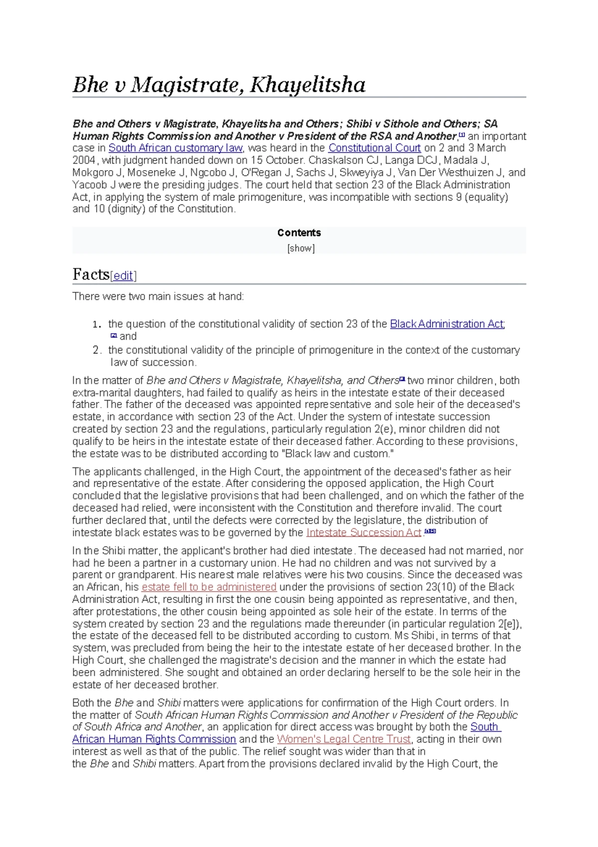 Rhode v Stubbs 2005 (5) SA 104 (SCA)- Succession case - Massing: Rhode ...