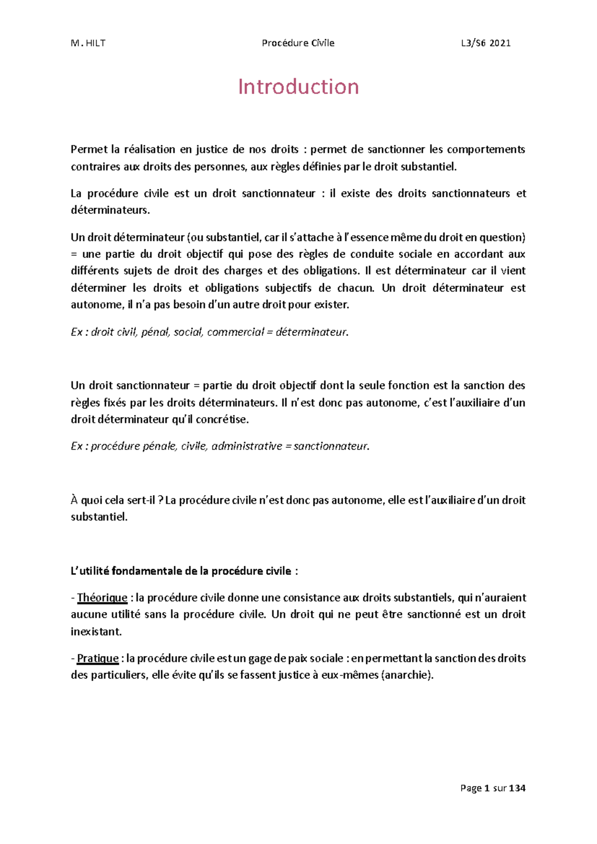 Cours complet : Procédure civile (M) - Concepts et Règles Essentielles - Studocu