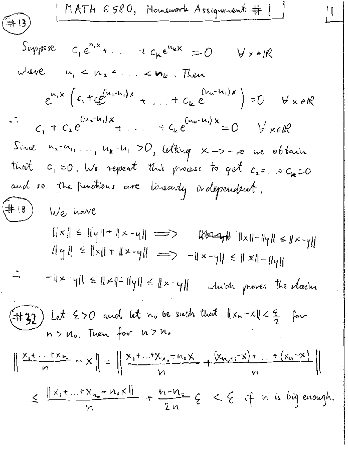 MATH 6580, Homework Assignment I Solutions and Explanations - Studocu