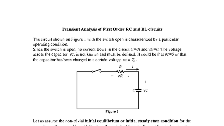 Transient Analysis of First Order RC and RL Circuits (MIT OCW) - Studocu