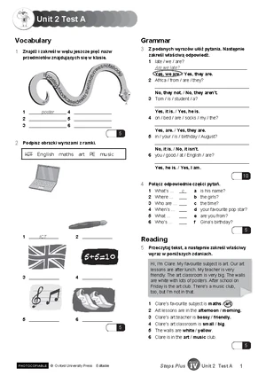 Steps Plus 4 U3 - Test A, B, and C Review for 4th Grade - Studocu
