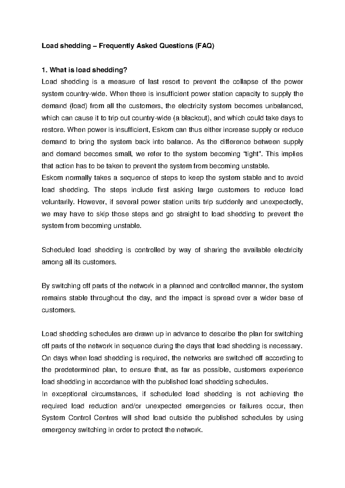 Load Shedding Explained: Key FAQs for Understanding and Management ...