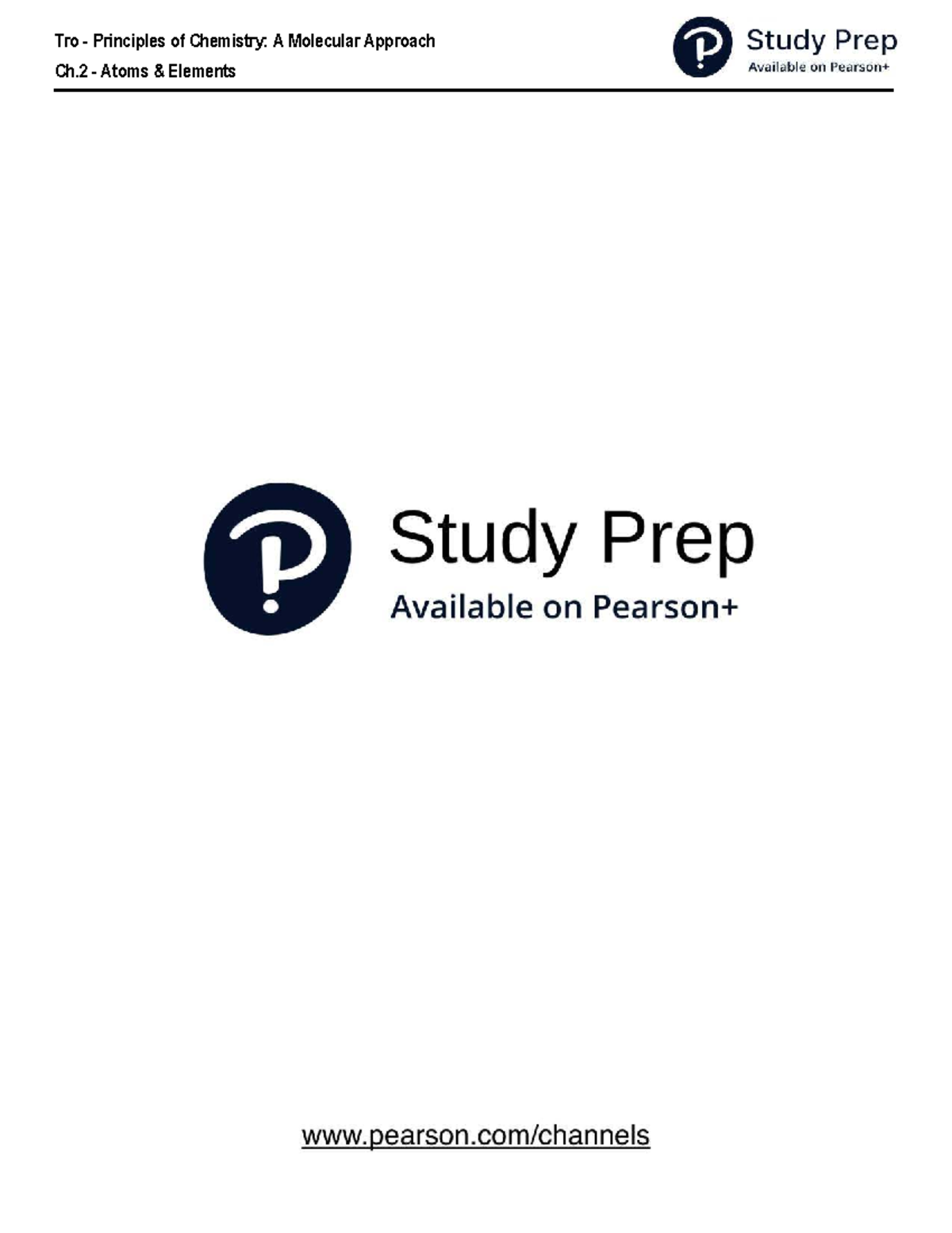 Tro Principles of Chemistry: A Molecular Approach Ch. 2 Notes - Studocu